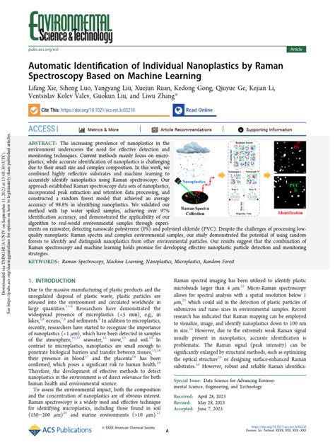 Xie 2023 Automatic Identification Of Individual Nanoplastics By Raman