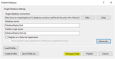 Sql Server Database Publishing With The ‘generate Smart Defaults