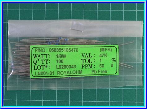 10x ตัวต้านทาน 47 Kohm 18 Watt 1 Royal Ohm ตัวแทนจำหน่ายไมโครคอนโทรลเลอร์ Arduino Pic Atmel