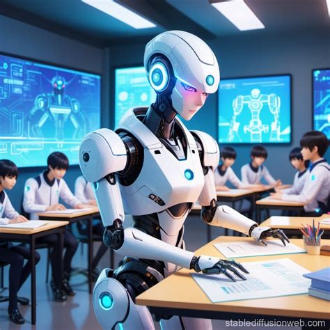 Futuristic Robot Teaching Class Stable Diffusion Online