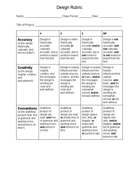 Design Rubric Accuracy Pdf