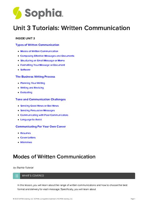 Unit 3 Tutorials Written Communication Unit 3 Tutorials Written