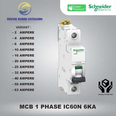 Jual Mcb 1 Phase Ic60n 6ka Schneider 1 Pole 1p 2 Ampere Sd 63 Ampere