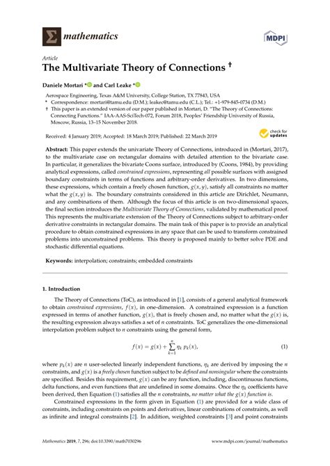 Pdf The Multivariate Theory Of Connections