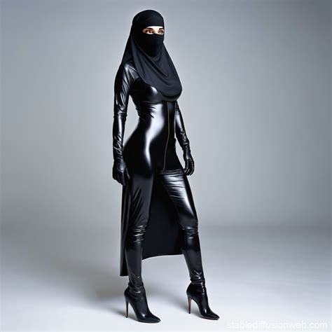 Woman In Black Latex Niqab Stable Diffusion Online