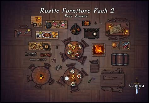 Rustic Furniture Assets 2 Free Caeora Dnd Map Furniture Dnd