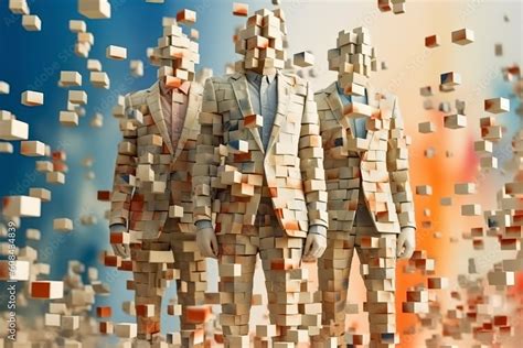 Conceptual Portrait Human Face Is Decomposed Into Colorful Pixels Ai