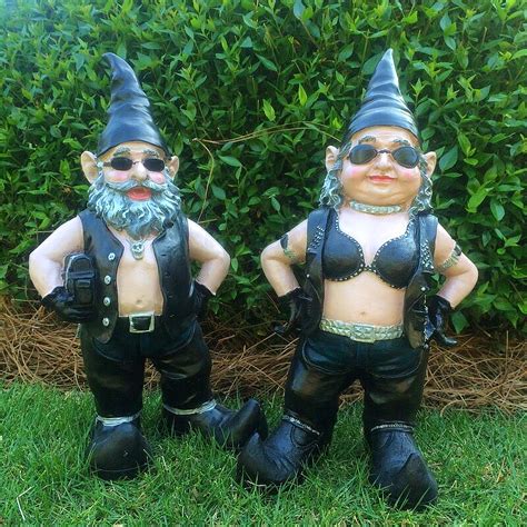 Biker Garden Gnome Couple Figurine Naughty Nude Gnomes Statue Christmas