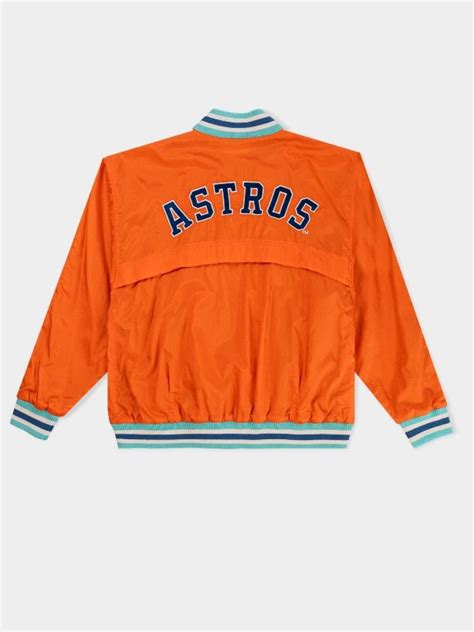 Mens Houston Astros Ee Orange Satin Full Zip Jacket
