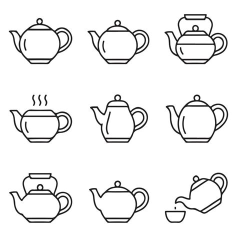 Outline Teapot Icons For Kitchen Use 66533736 Vector Art At Vecteezy