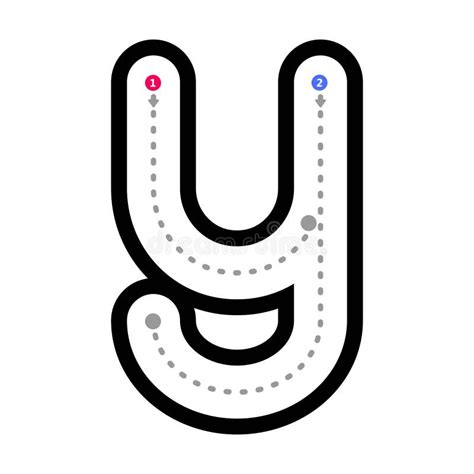 Tracing Alphabet Letter Y Lowercase Prewriting Dotted Line Element For