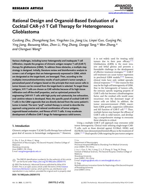 Pdf Rational Design And Organoid‐based Evaluation Of A Cocktail Car‐γδ T Cell Therapy For