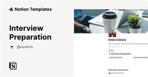 Interview Preparation Template By Uzair M Notion Marketplace