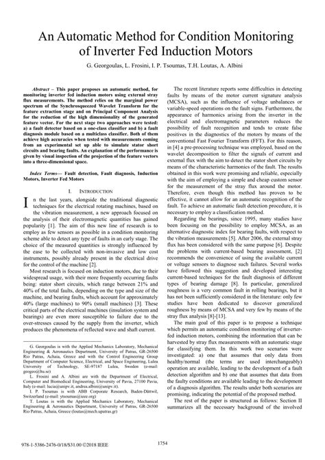 Pdf An Automatic Method For Condition Monitoring Of Inverter Fed