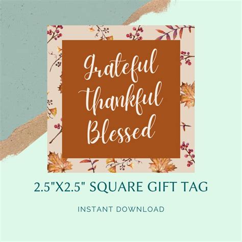 2 5x2 5 Square Thanksgiving Tags Grateful Thankful Blessed