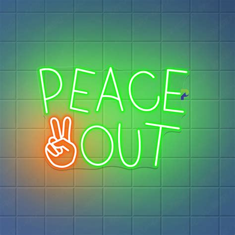 Peace Out Neon Sign Simple Inspirational Led Light Pageneon
