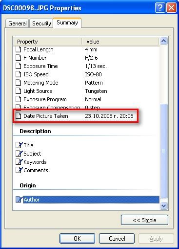 Change Date Picture Taken Exif info Блога на Нед