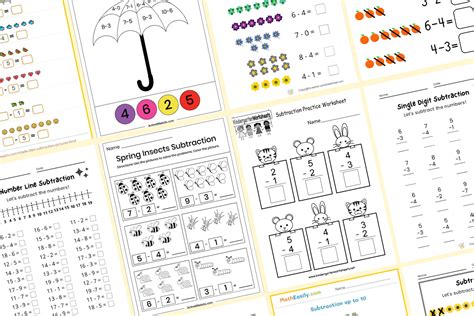 Premium Vector Math Subtraction Worksheet For Kindergarten