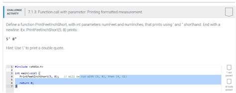 Solved CHALLENGE ACTIVTY Function Call With Parameter Chegg