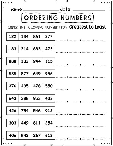 Ordering Numbers To 1000 Before And After Worksheets Ordering Numbers