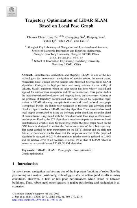 Pdf Trajectory Optimization Of Lidar Slam Based On Local Pose Graph