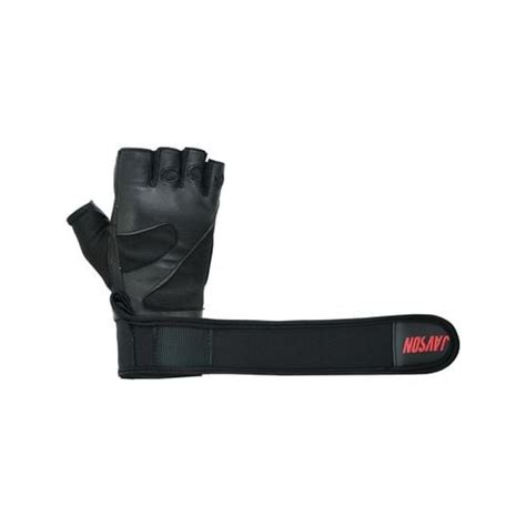 Gym Gloves Leather Weightlifting Pro Lift Wrist Strap By Javson Black