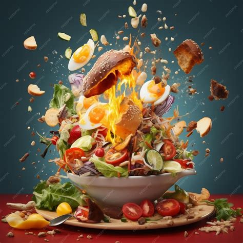 Premium Ai Image Exploding Food Illustration