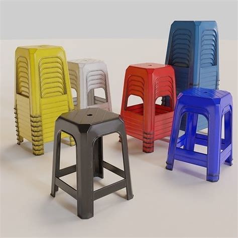 3d Model Stackable Plastic Stool Vr Ar Low Poly Cgtrader