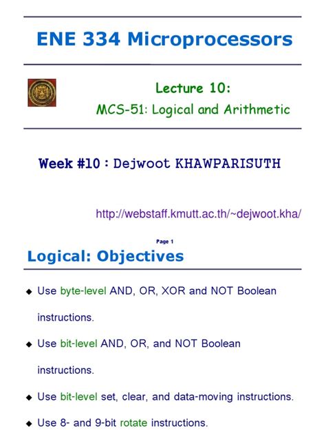 L10 Logical And Arithmetic Ene334 Pdf Binary Coded Decimal