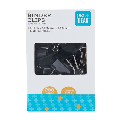 Brandclub Pen Gear Black Binder Clips Assorted Sizes 200 Count Office