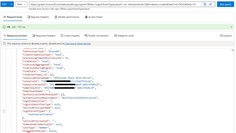 Difficulty Accessing Non Interactive Sign In Data Via Microsoft Graph
