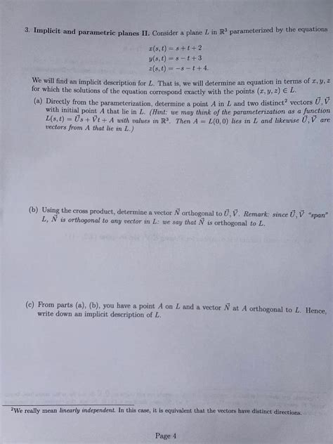 Solved Implicit And Parametric Planes II Consider A Chegg
