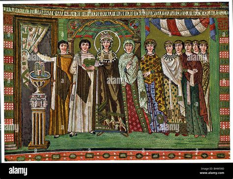 Fliesen Mosaik In San Vitale In Ravenna Zeigt Theodora Dritter Von