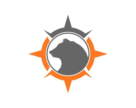 Premium Vector Bear Head Inside The Compass Logo