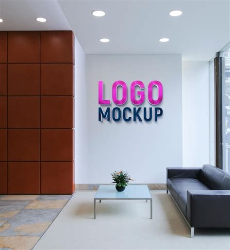Premium Psd Wall Logo Mockup