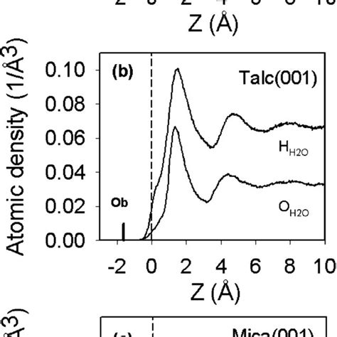 Atomic Density Profiles Of Water At A Water Vapor B Talc 001 Download Scientific