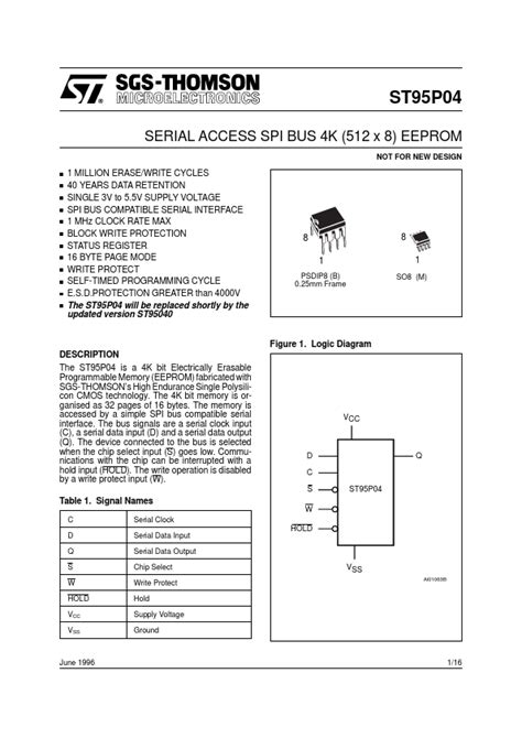 St95p04 Datasheet Serial Access Spi Bus 4k 512 X 8 Eeprom St Microelectronics