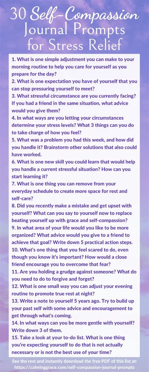 30 Self Compassion Journal Prompts For Stress Relief