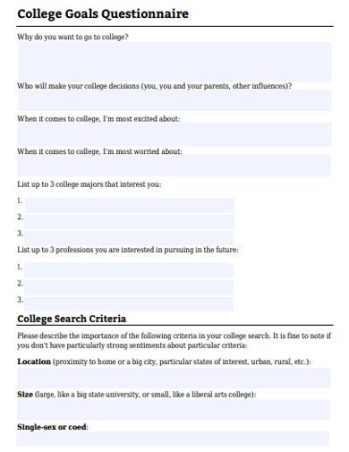 12 College Questionnaire Examples To Download