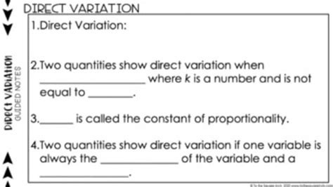 Direct Variation Digital Notes By To The Square Inch Kate Bing Coners