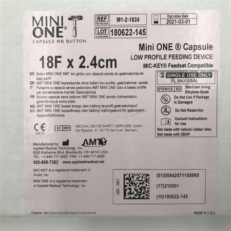Applied Medical M1 2 1824 Mini One Capsule Low Profile Feeding Device