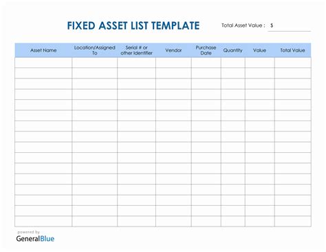 Fixed Asset List Template At Darrel Ferreira Blog