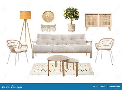 Stylish Interior Design Different Decorative Elements And Furniture On