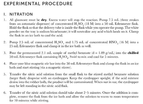 Solved Experimental Procedure I Nitration 1 All Glassware