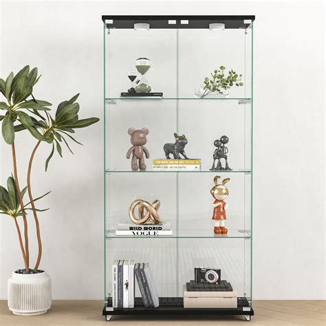 Ophelia And Co Modern Glass Display Cabinet With Led Lights Wayfair Canada