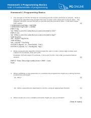 Fundamentals Homework Docx Homework Programming Basics Unit Fundamentals Of Programming