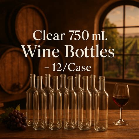 Clear 750 Ml Wine Bottles 12 Case