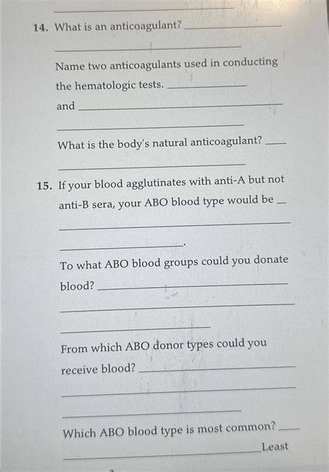 Solved What Is An Anticoagulantname Two Anticoagulants Used