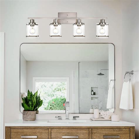 Melucee Modern Vanity Light Fixtures 4 Light Brushed Nickel Bathroom