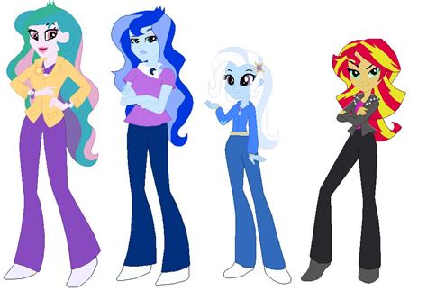 Eqg Celestia Luna Trixie And Sunset Shimmer In By Brendyflatsmjff On
